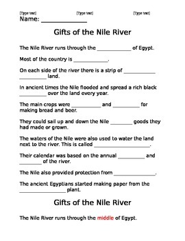 Gifts of the Nile River - Worksheets Library