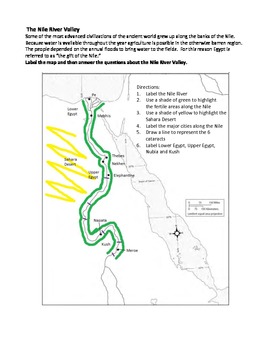 The Nile River Valley Map Activity by Jennifer Miller | TPT ...