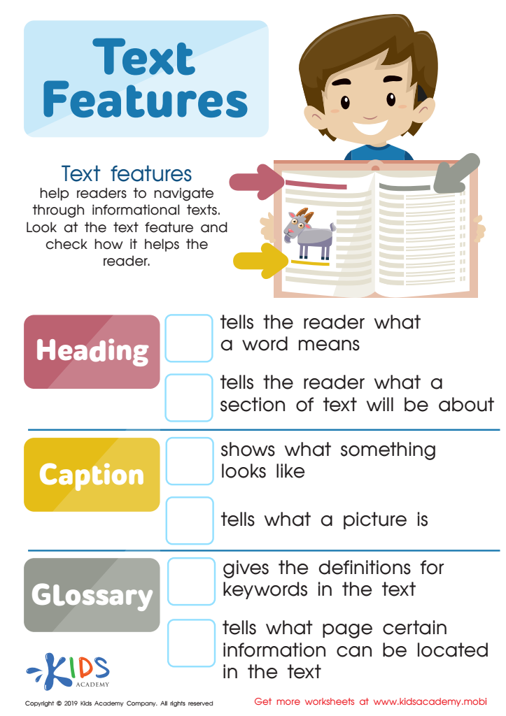 Text Features Learning Worksheet for kids - Worksheets Library