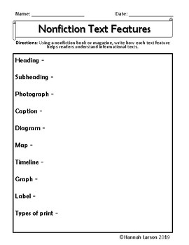 Where Are the Text Features? | Worksheet | Education.com - Worksheets Library