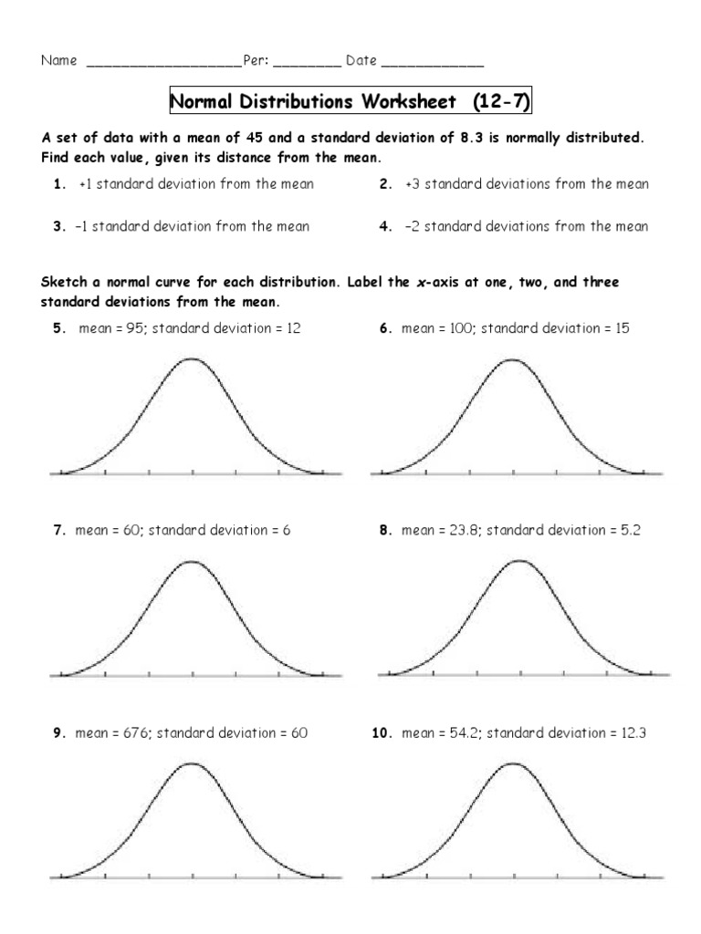 Normal Distributions Worksheet 3 Pdf Standard Deviation Worksheets Library