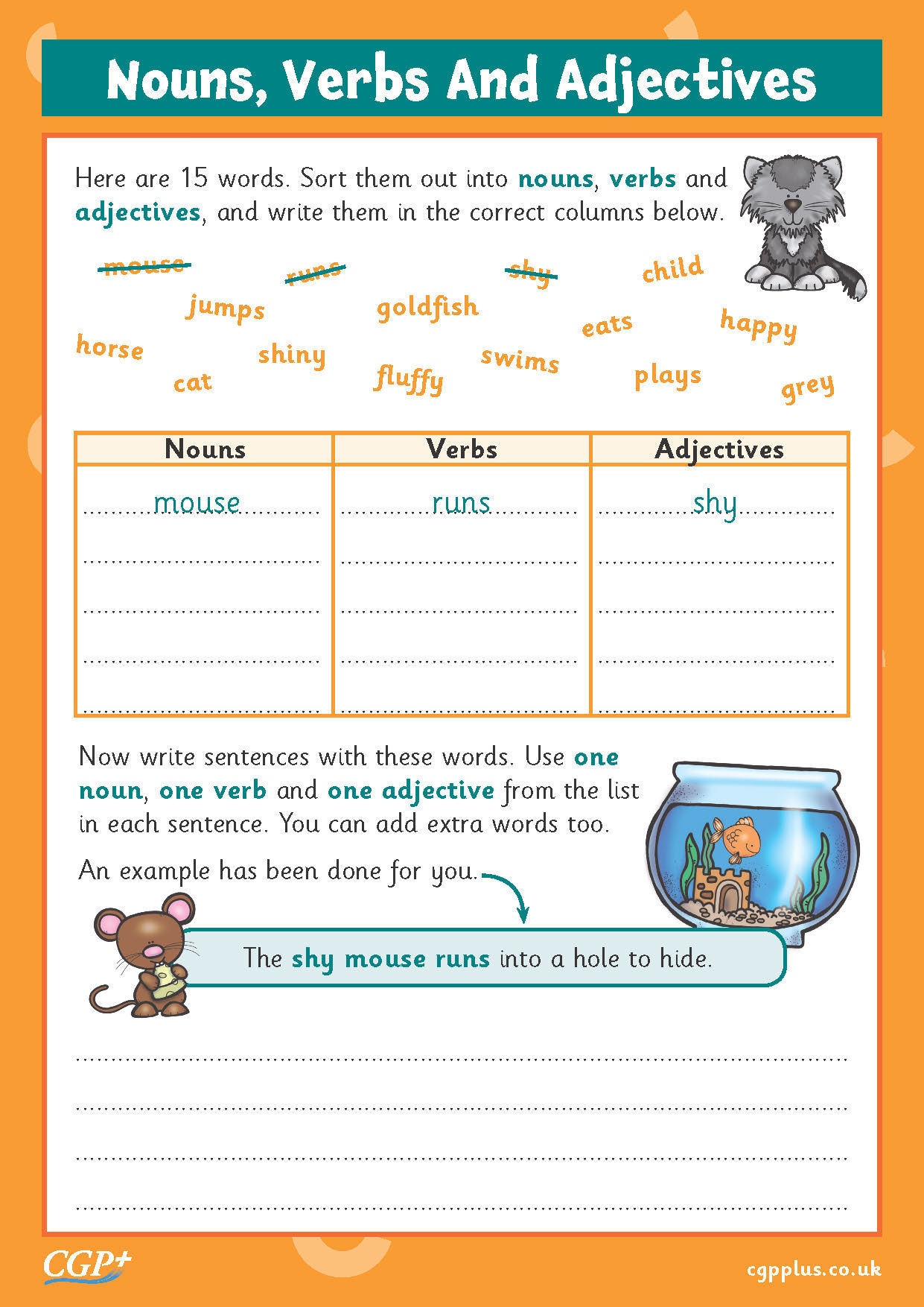 Nouns, Verbs, Adjectives - skoolon.com - Worksheets Library