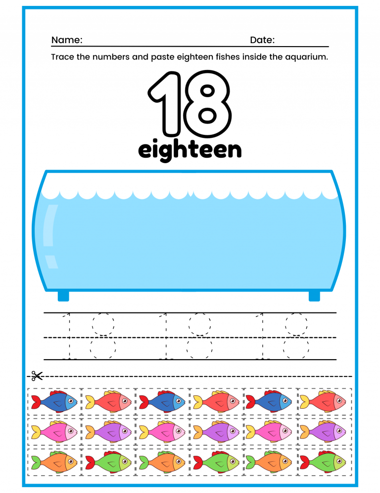 Free Preschool Number 18 Worksheets Printable PDF - Worksheets Library