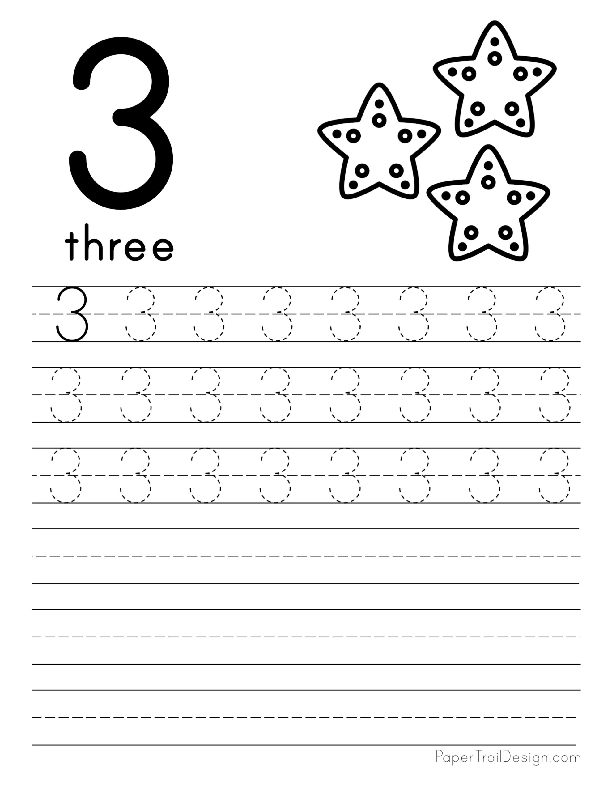 Free Number Tracing Worksheets - Paper Trail Design - Worksheets Library