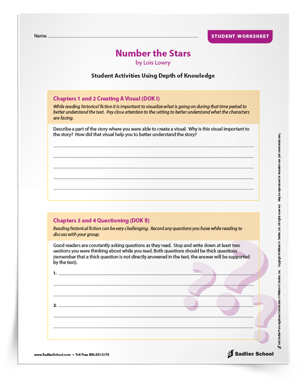 Vocabulary Strategy for Number the Stars Worksheet for 7th - 9th ...