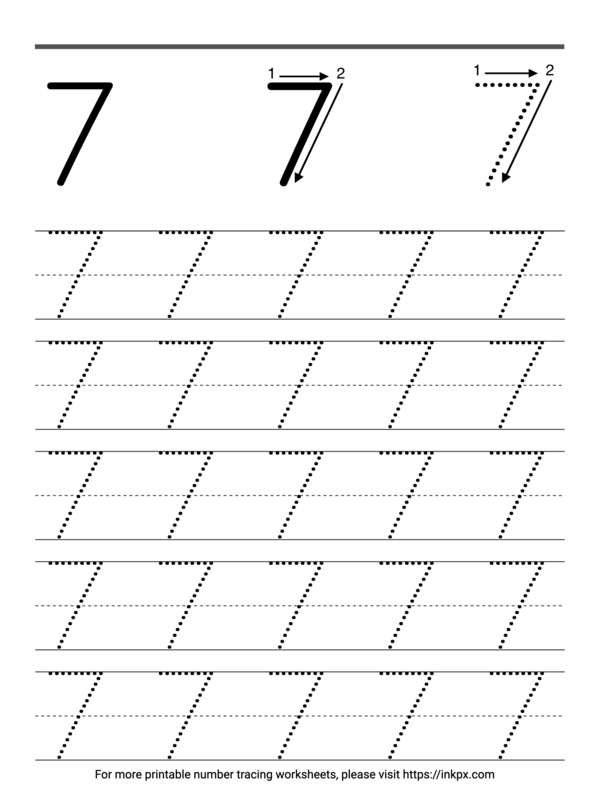 Free number tracing 7 worksheet, Download Free number tracing 7 worksheet png images, Free ...