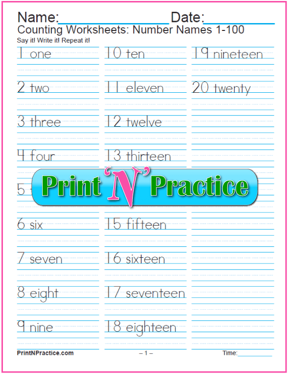 70+ Number Writing Worksheets: Numbers, Words, Practice 1-20 - Worksheets Library