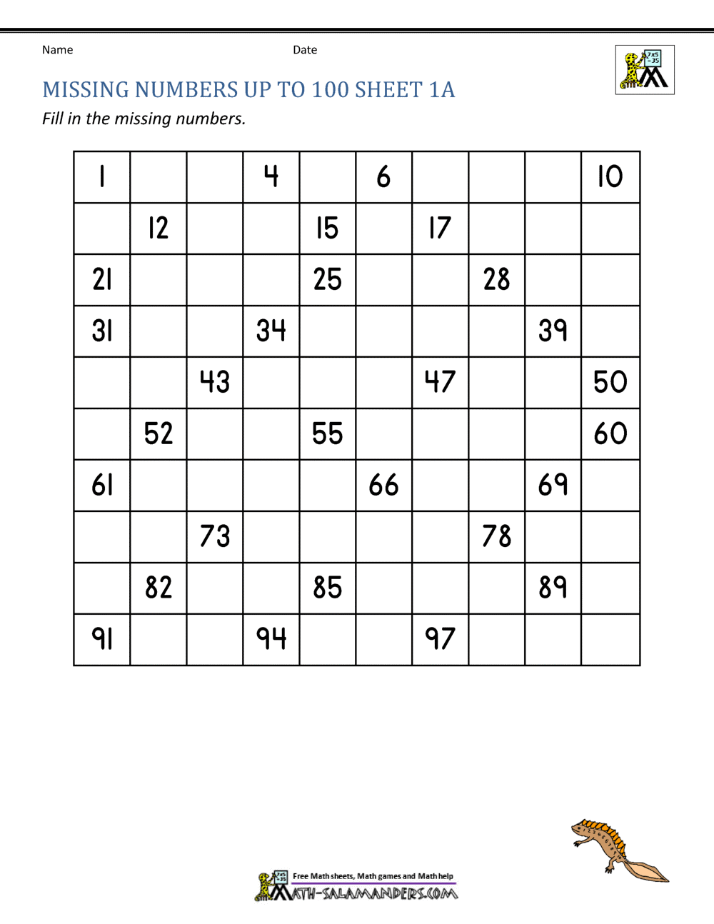 Free number worksheet 1 100, Download Free number worksheet 1 100 png images, Free Worksheets on ...