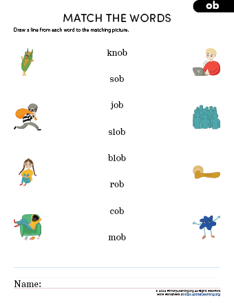 OB Word Family Worksheet | PrimaryLearning.Org - Worksheets Library