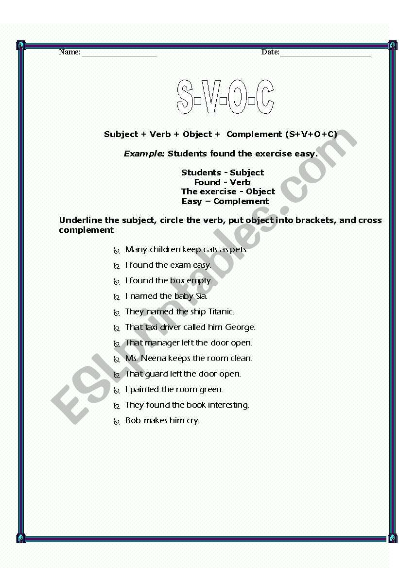 Free Object Complement Worksheet Download Free Object Complement Worksheet Png Images Free