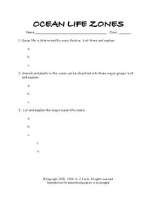 Ocean Life Zones Worksheet: Exploring the Depths of Marine Habitats
