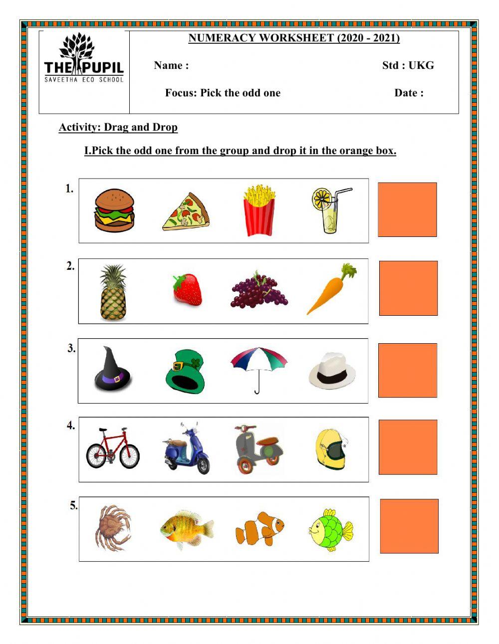 Printable Odd One Out Pick The Odd One Out Worksheet | Live Worksheets