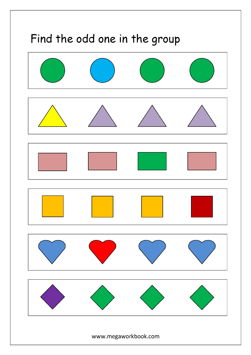 Free Printable Odd One Out Worksheets for Kindergarten PDF - Worksheets ...