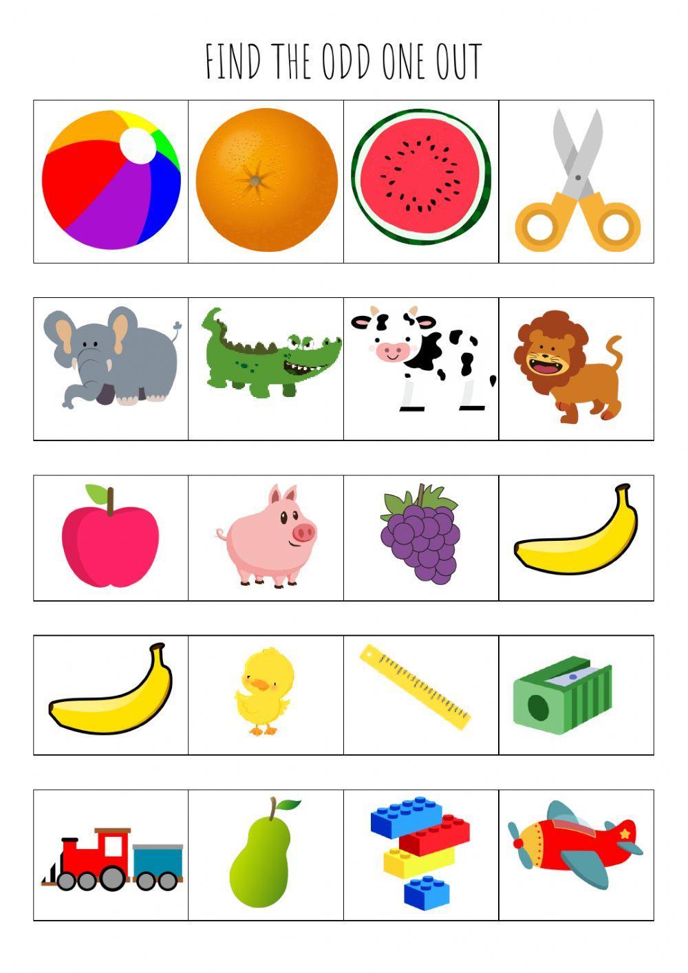 Odd one out interactive worksheet for kinder | Live Worksheets ...