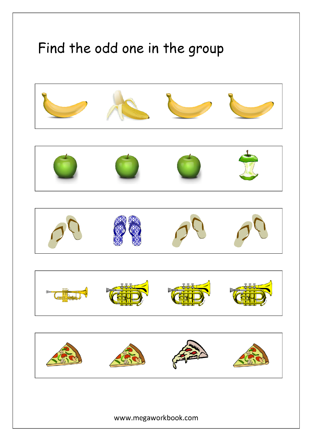 Free Printable Odd One Out Worksheets - Logical Thinking ...