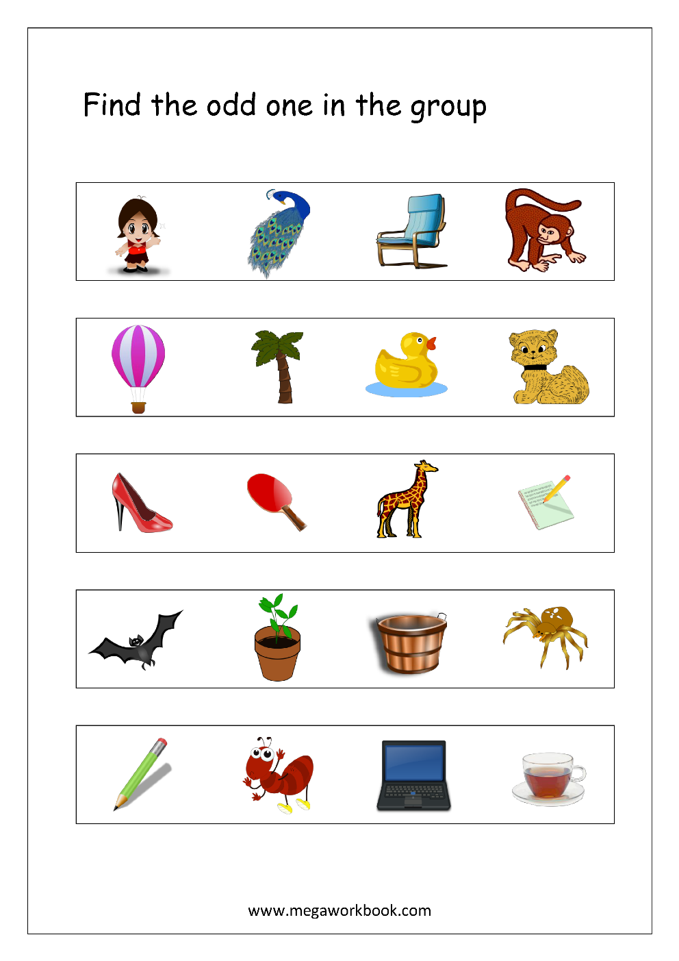 Free Printable Odd One Out Worksheets - Logical Thinking ...