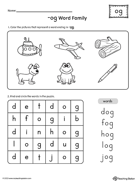 OG Word Family CVC Picture Puzzle Worksheet | MyTeachingStation.com - Worksheets Library