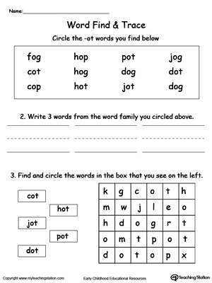 FREE* OG Word Family Find and Trace | MyTeachingStation.com - Worksheets Library
