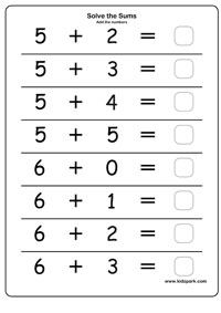 Single Digit Addition for Kindergarten, Mathematics Addition ...