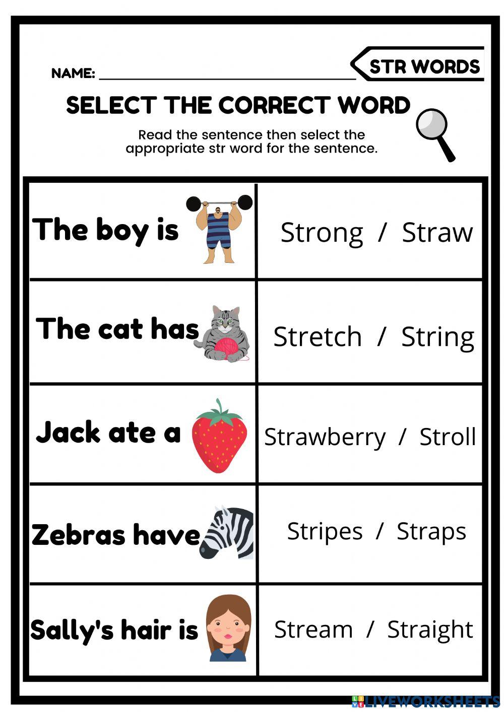 STR ONLINE WORKSHEET online exercise for | Live Worksheets - Worksheets Library