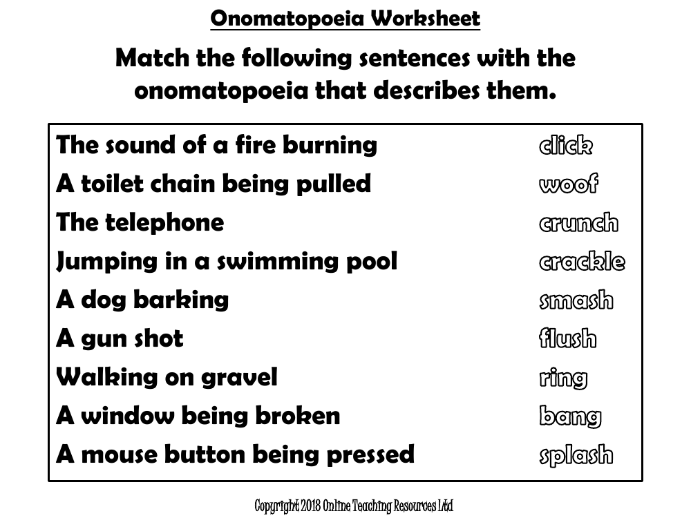 Free onomatopoeia 2nd grade worksheet, Download Free onomatopoeia 2nd ...