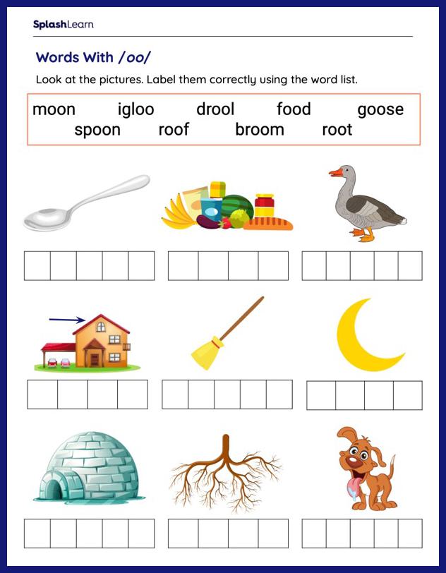 Identify the Objects With oo Sound - ELA Worksheets - SplashLearn ...