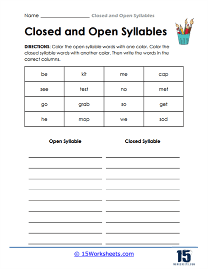 Open and Closed syllable – Magical Kids - Worksheets Library