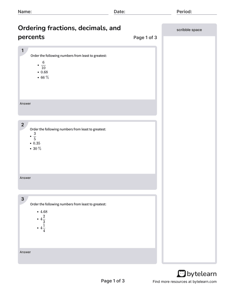 Free Order Fractions And Decimals Worksheet Download Free Order Free Order Fractions And Decimals Worksheet Download Free Order