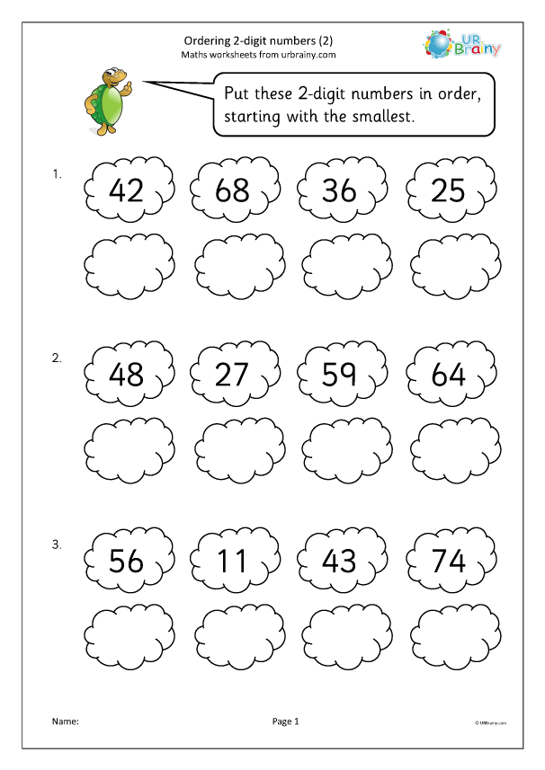 Free ordering 2 digit numbers worksheet, Download Free ordering 2 digit ...