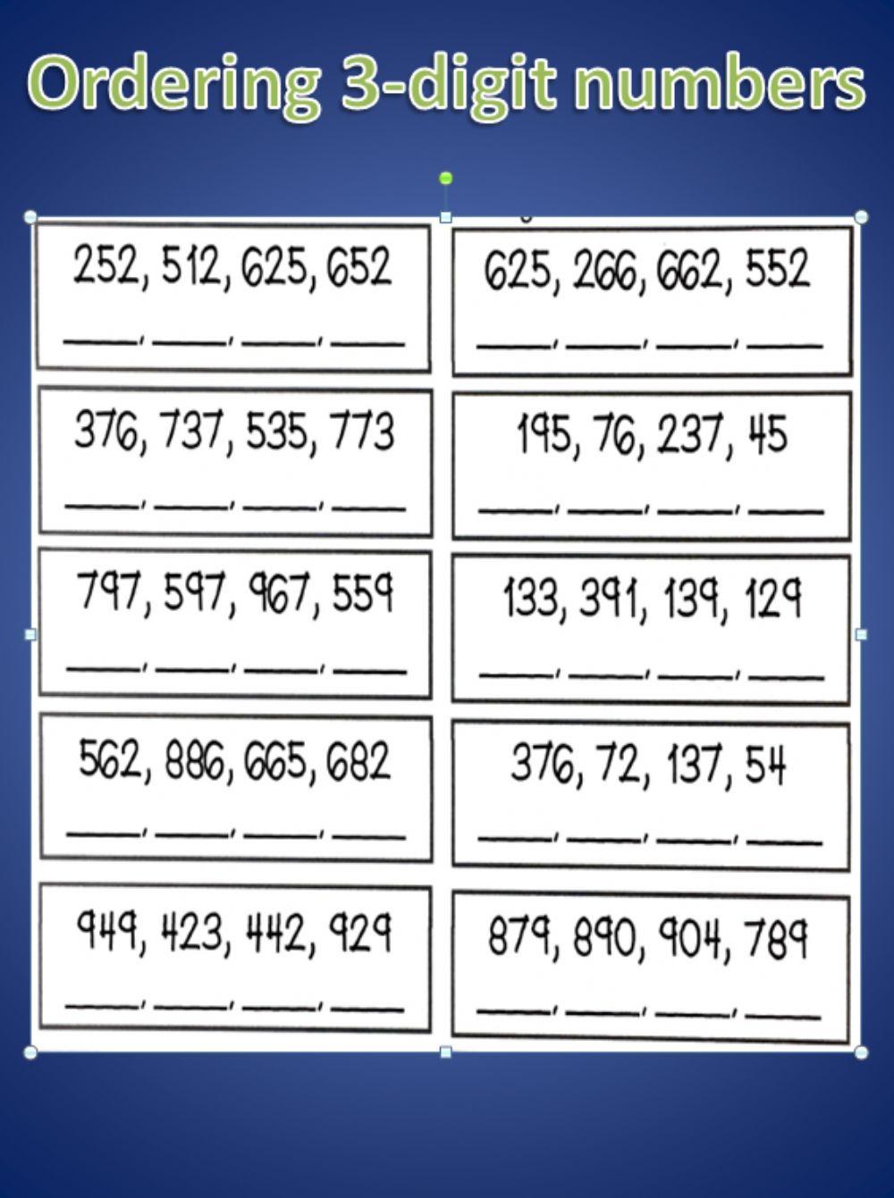 Ordering 3-Digit Numbers Worksheets - Worksheets Library
