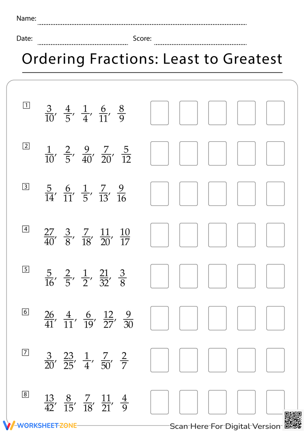 Free Ordering Fractions And Decimals From Least To Greatest Worksheet Free Ordering Fractions And Decimals From Least To Greatest Worksheet
