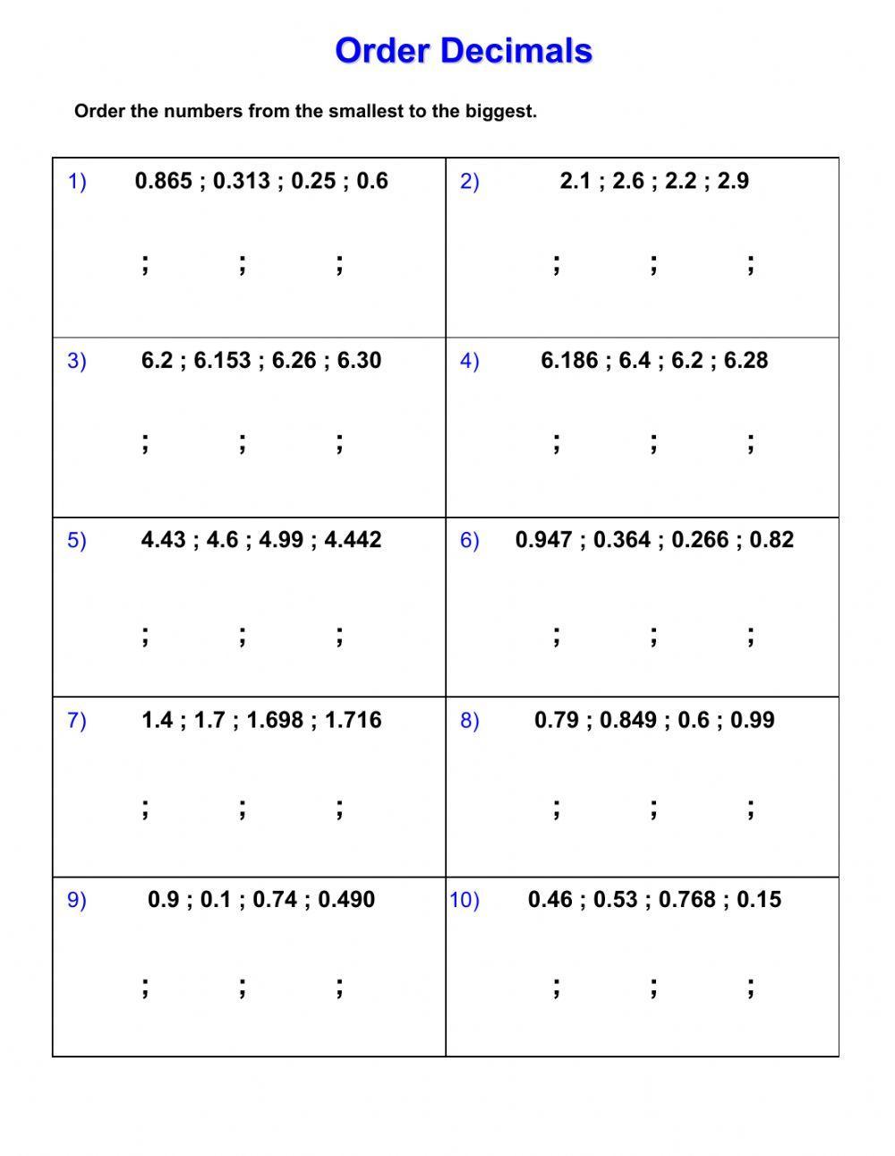 Ordering Decimals Worksheet Live Worksheets Worksheets Library Ordering Decimals Worksheet Live Worksheets Worksheets Library