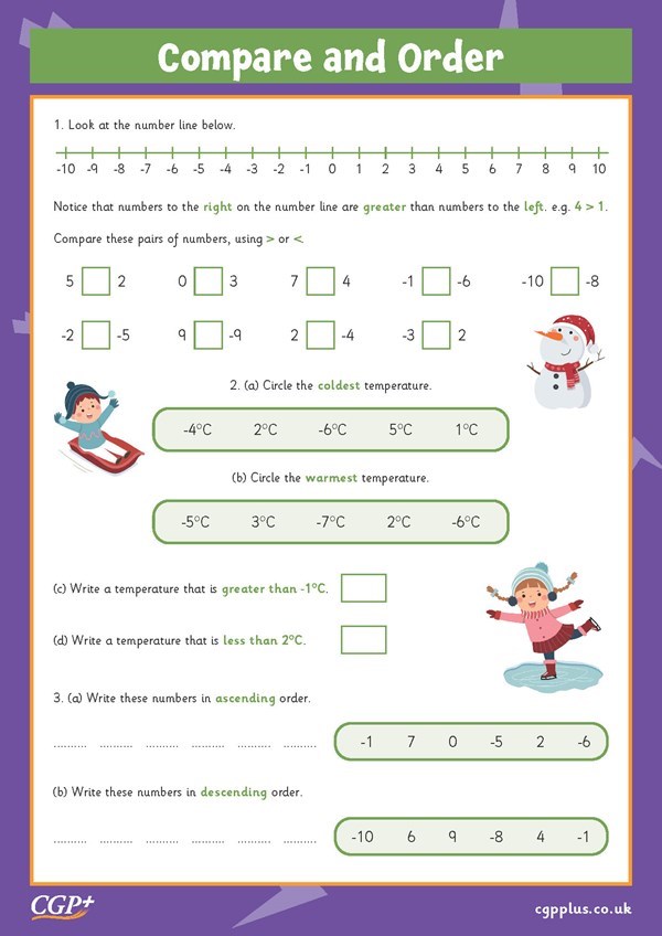 Compare And Order Negative Numbers Year 5 CGP Plus Worksheets Library