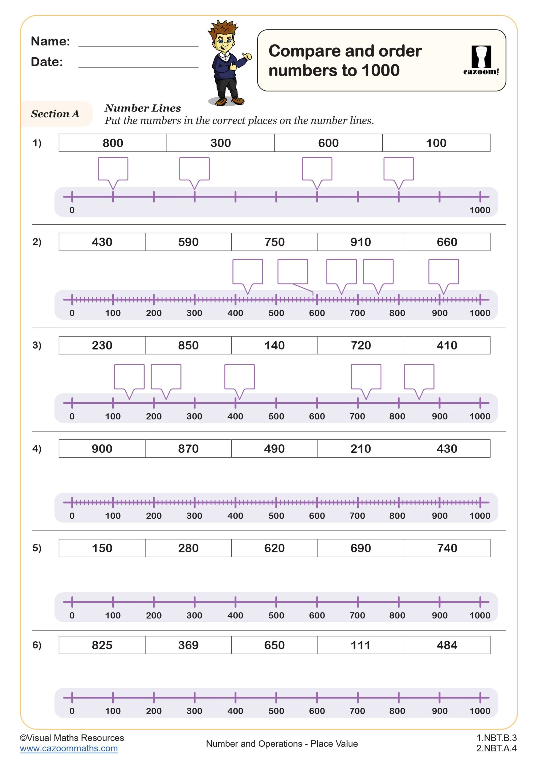 Compare And Order Numbers To 1000 Worksheet Printable PDF 1st Compare And Order Numbers To 1000 Worksheet Printable PDF 1st