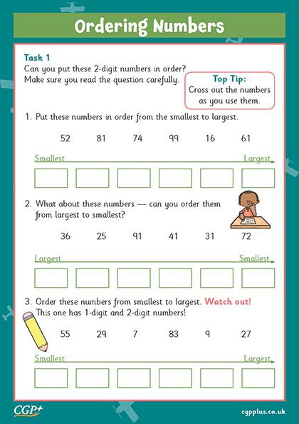 Ordering Numbers 0 100 Year 2 Cgp Plus Worksheets Library