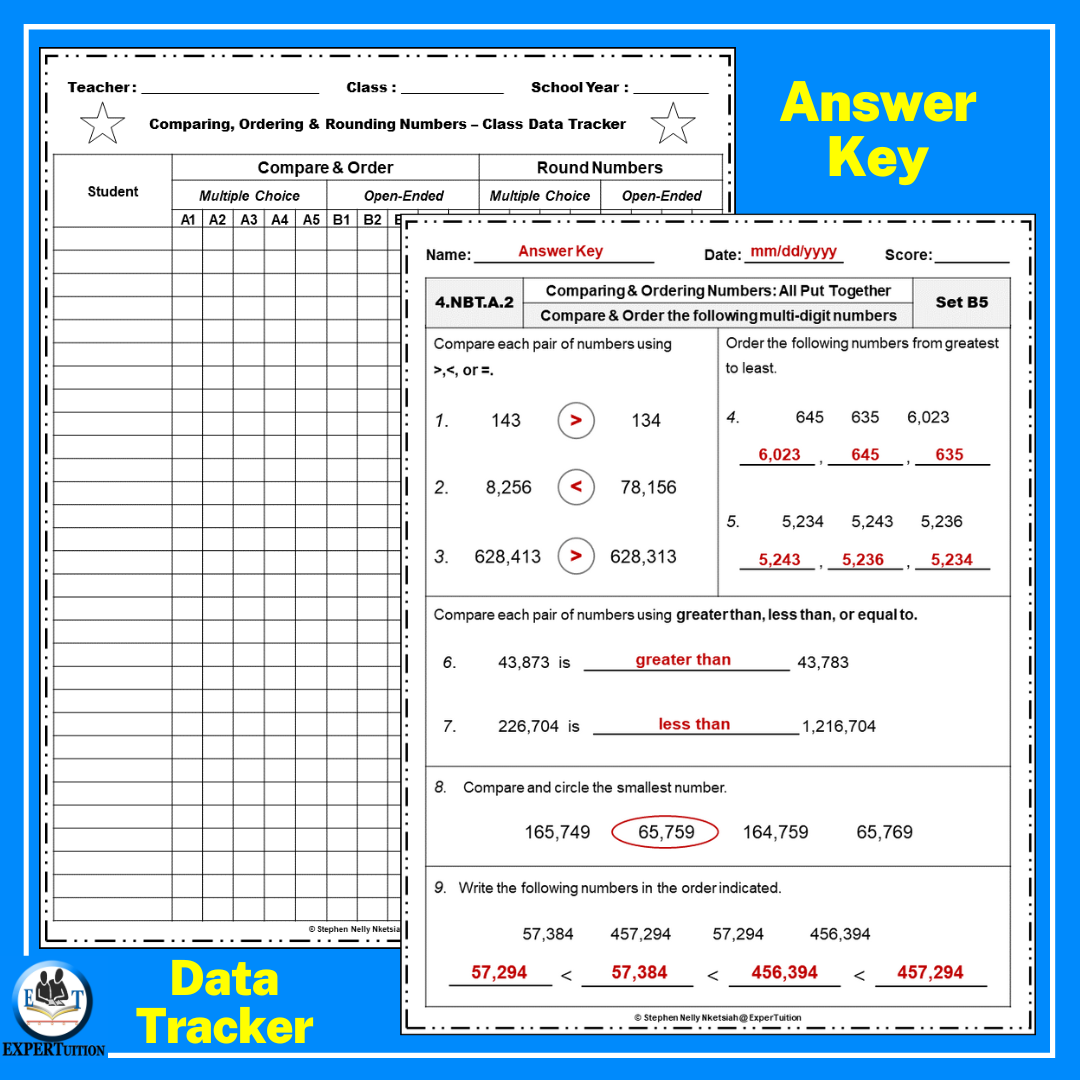 Comparing And Ordering Numbers Worksheets For 3rd 4th And 5th Grade