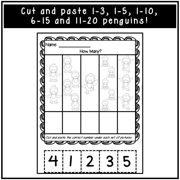 Counting and Ordering Numbers to 20 Cut and Paste - Worksheets Library