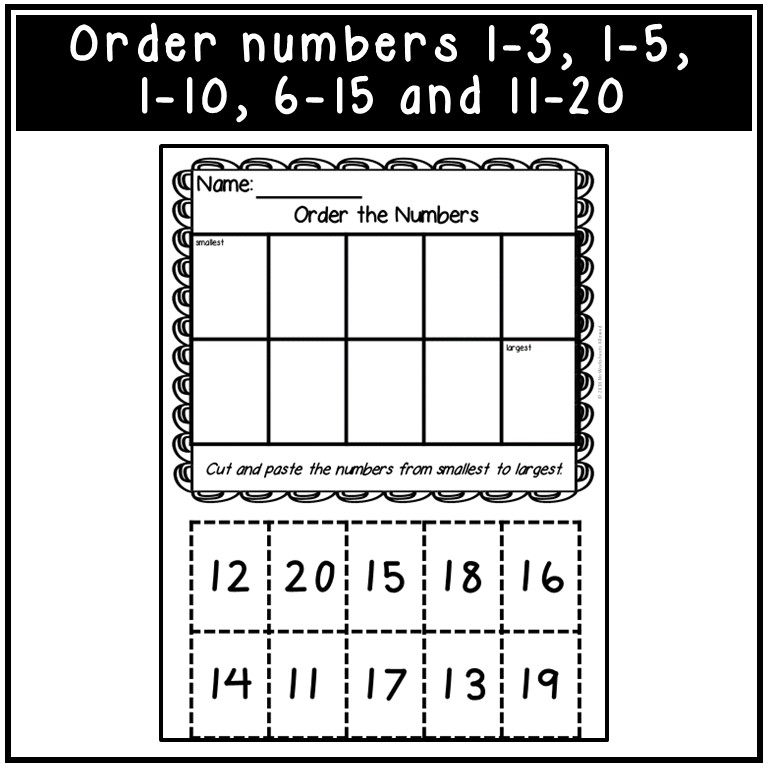 Counting and Ordering Numbers to 20 Cut and Paste - Worksheets Library