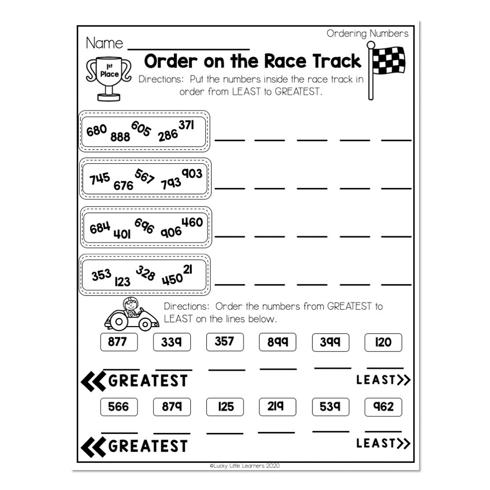 2nd Grade Math Worksheets - Place Value - Ordering Numbers - Order ...
