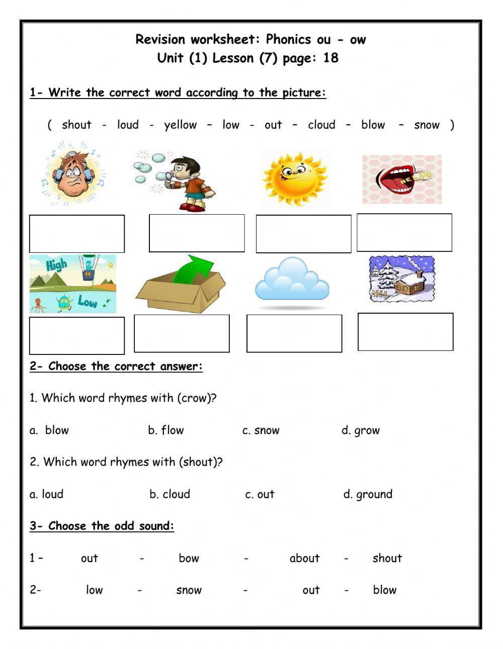 Free Ou And Ow Worksheet Download Free Ou And Ow Worksheet Png Images