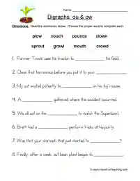 OU OW Digraphs Worksheet by Teach Simple - Worksheets Library