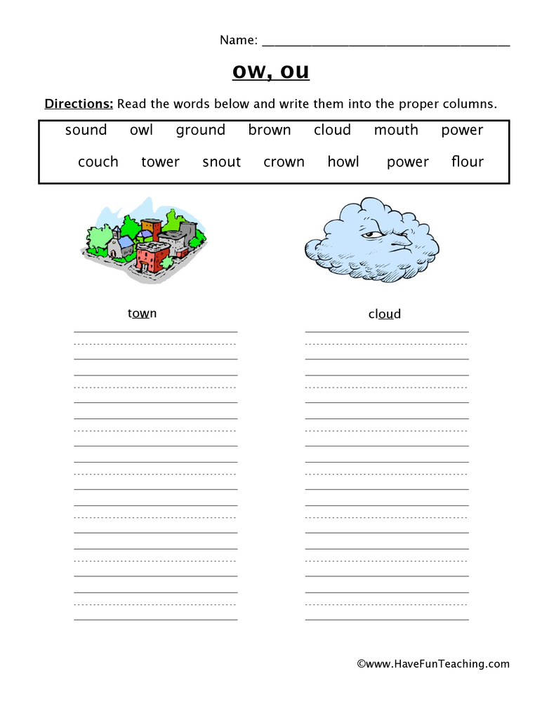 ou Sound Matching Activity Sheet (teacher made) - Twinkl - Worksheets Library
