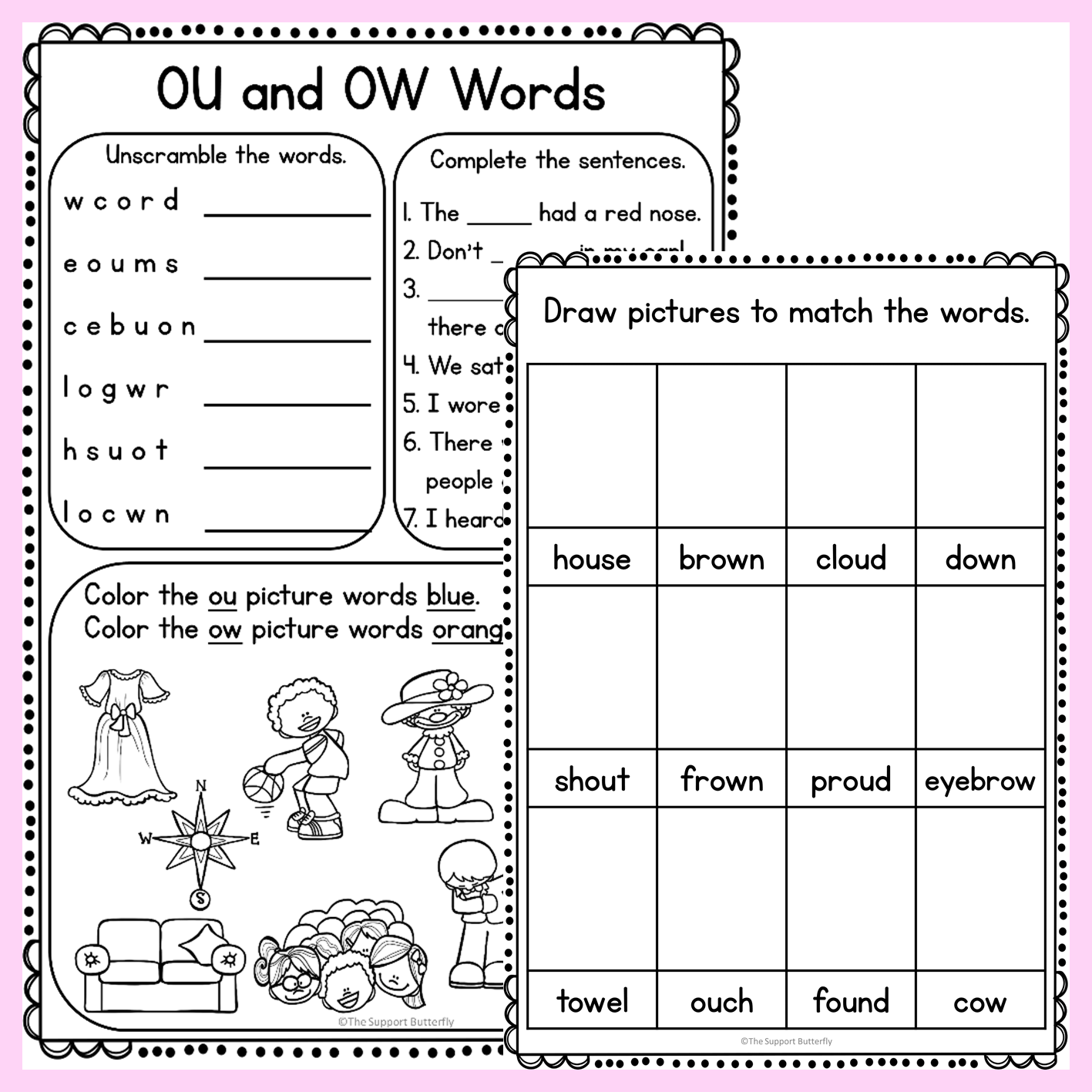 Free Worksheet OU And OW Dipthongs By Jen Temcio Worksheets Library