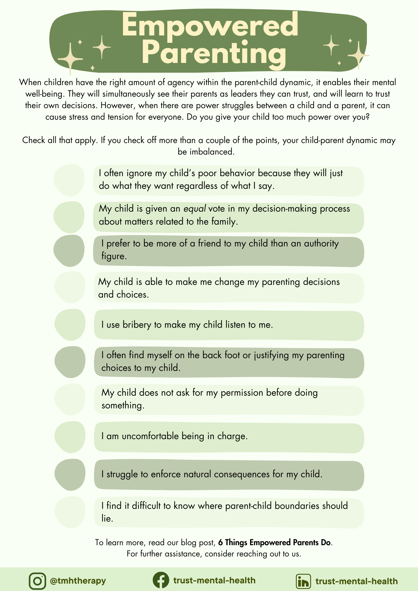 Parenting Worksheets | Therapy Worksheets | Trust Mental Health ...