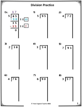 Partial Quotients Division Worksheets with 2 and 3 digit Dividends ...