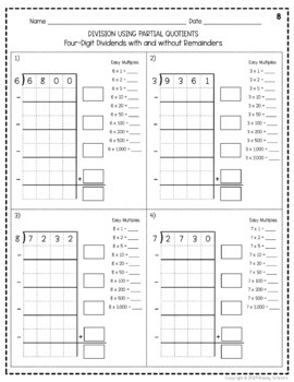 Partial Products Division | pugsya.com - Worksheets Library