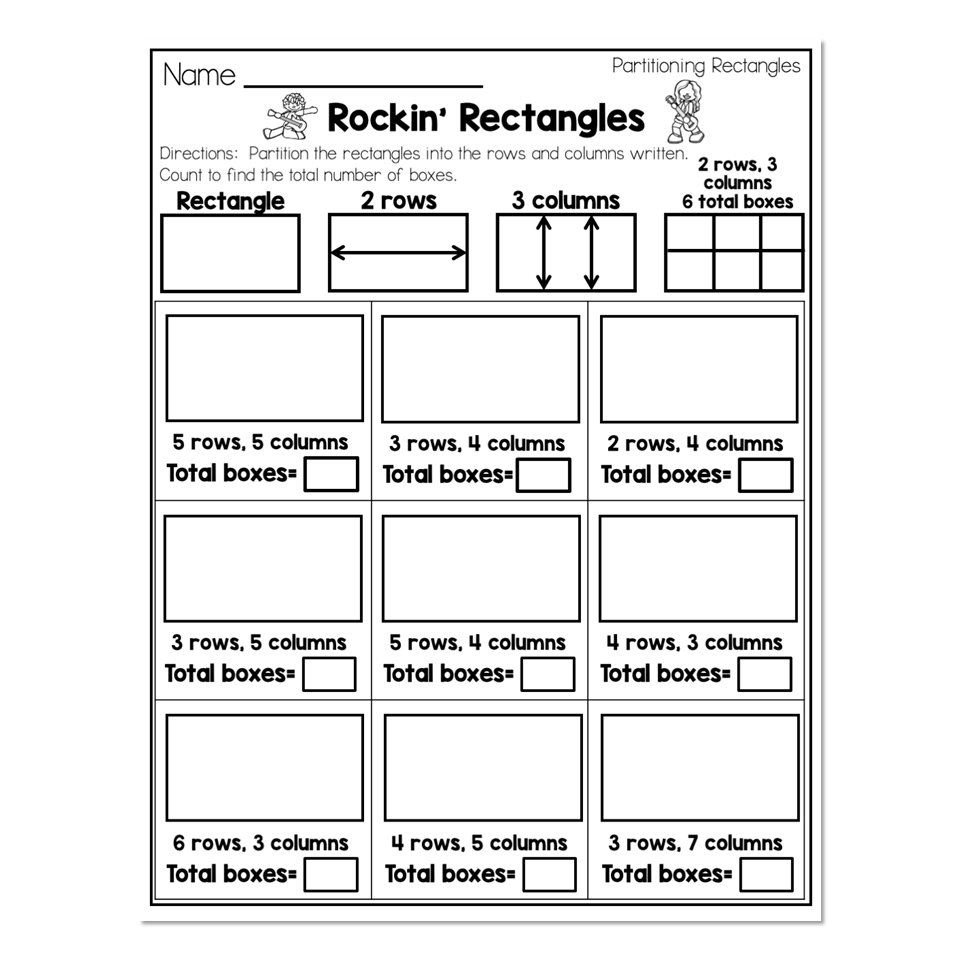 2nd Grade Math Worksheets Geometry Partitioning Rectangles Rockin