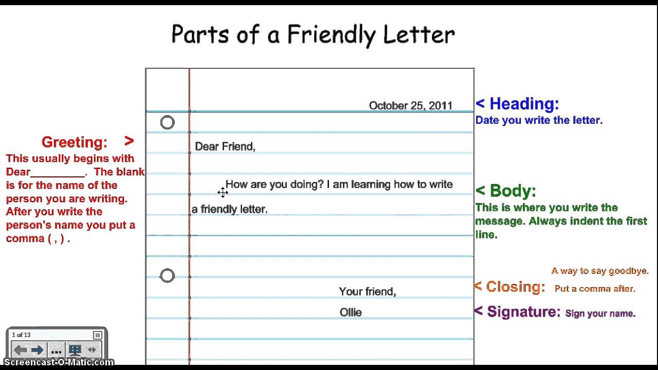 Writing a Friendly Letter - Worksheets Library