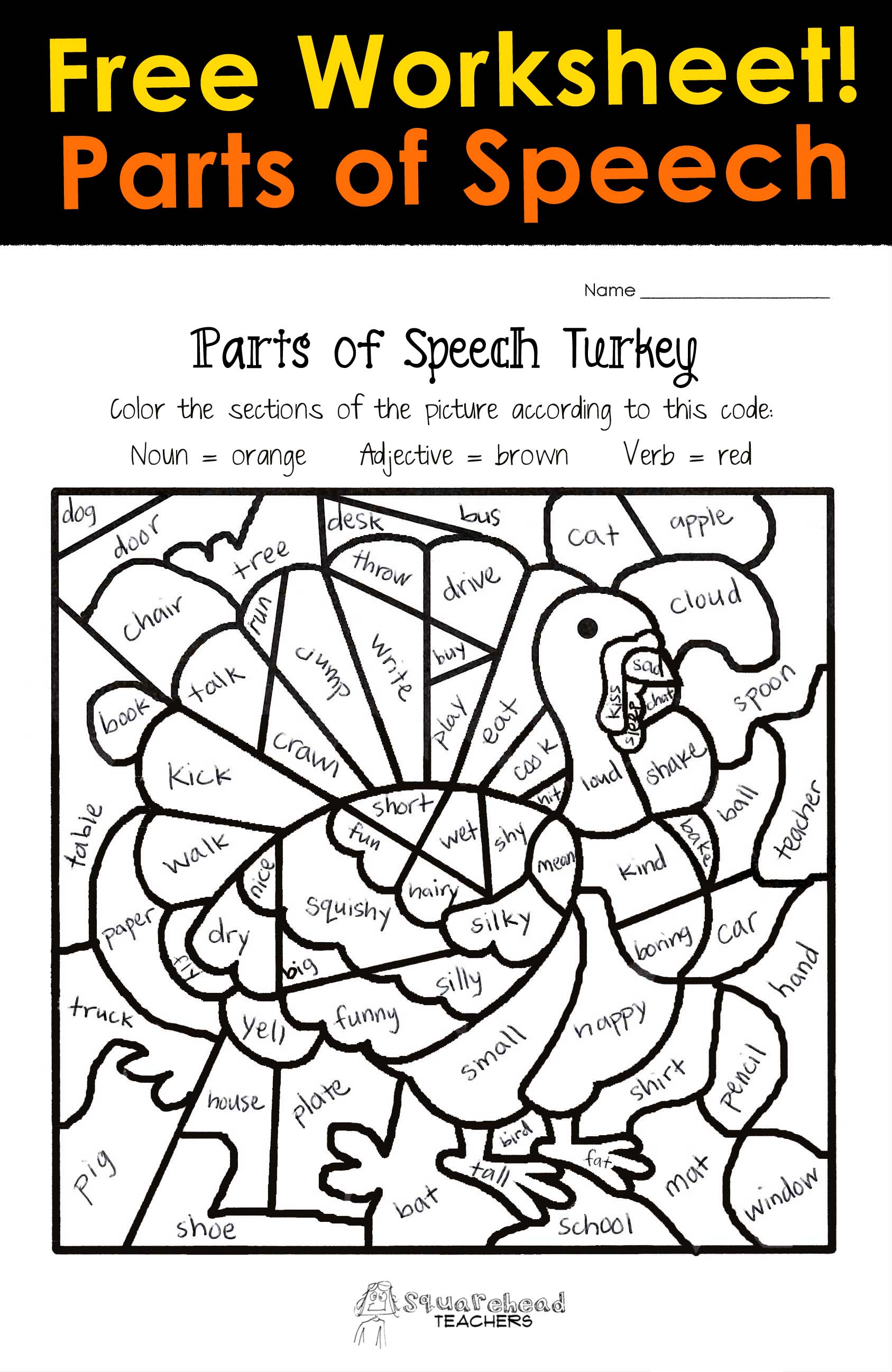 Free parts of speech coloring pages, Download Free parts of speech ...