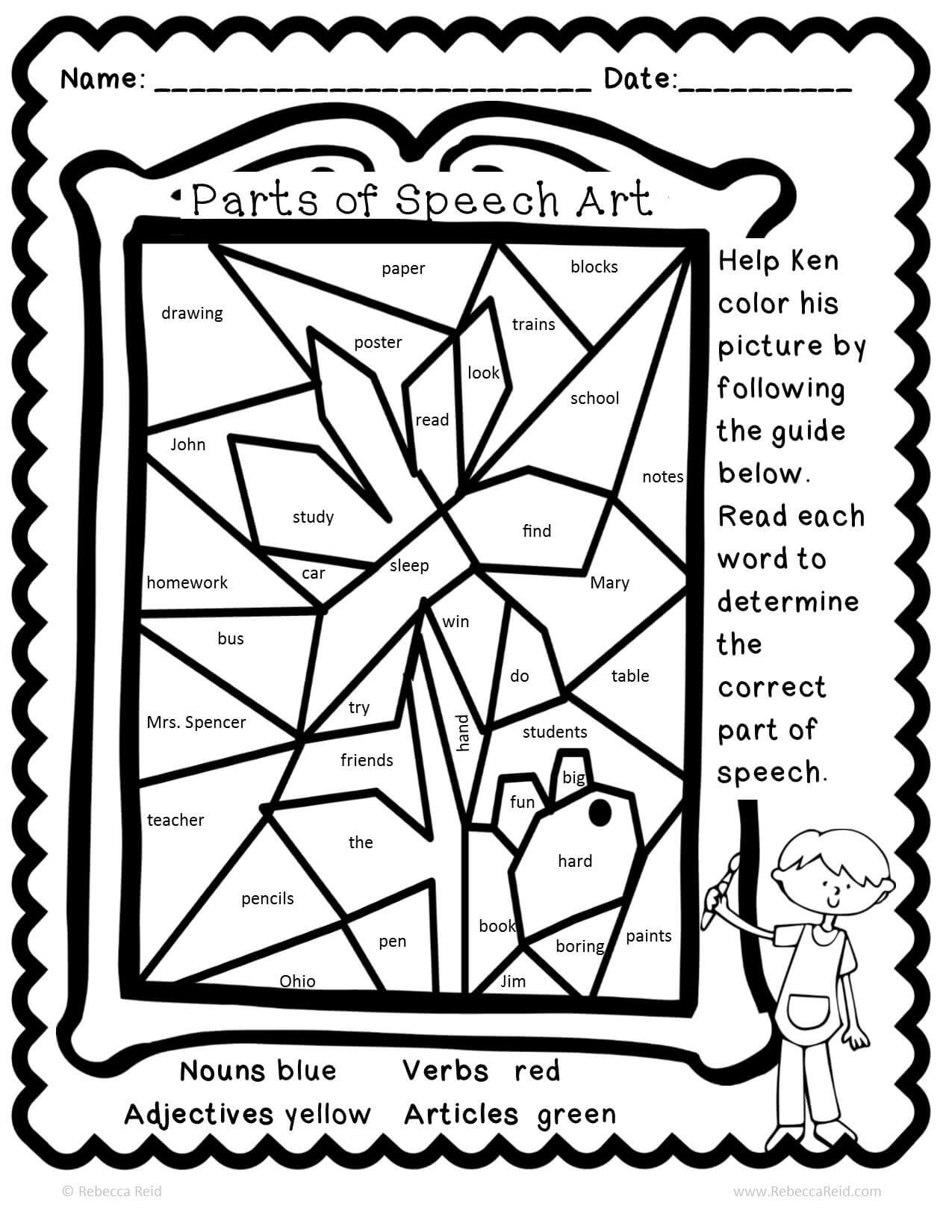 Parts Of Speech Coloring Pages